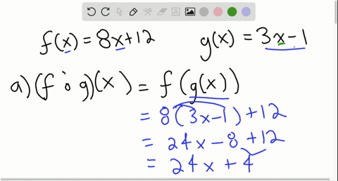 ⏩SOLVED:Given functions f and g, find (a)(f ∘g)(x) and its domain,… | Numerade