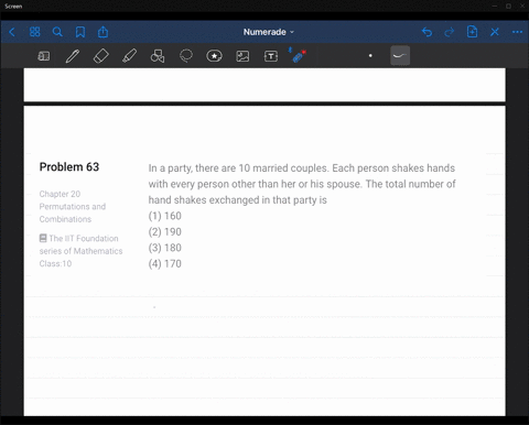 SOLVED:In a party, there are 10 married couples. Each person shakes ...
