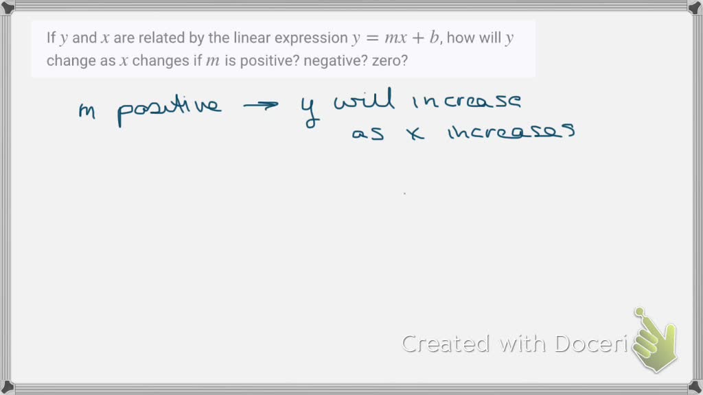 SOLVED:If y and x are related by the linear expression y=m x+b, how ...