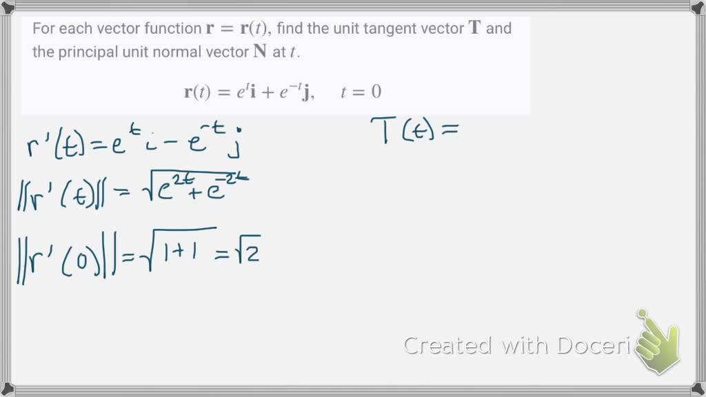 For each vector function 𝐫=𝐫(t), find the unit tangent vector 𝐓 and the ...