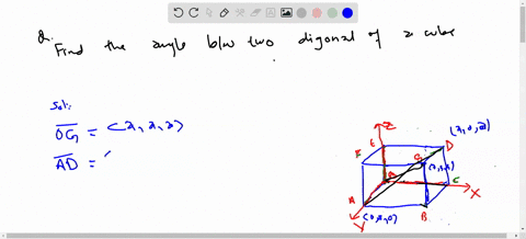 SOLVED:Compute the angle between diagonals of two adjacent faces of a cube. (Consider first the ...
