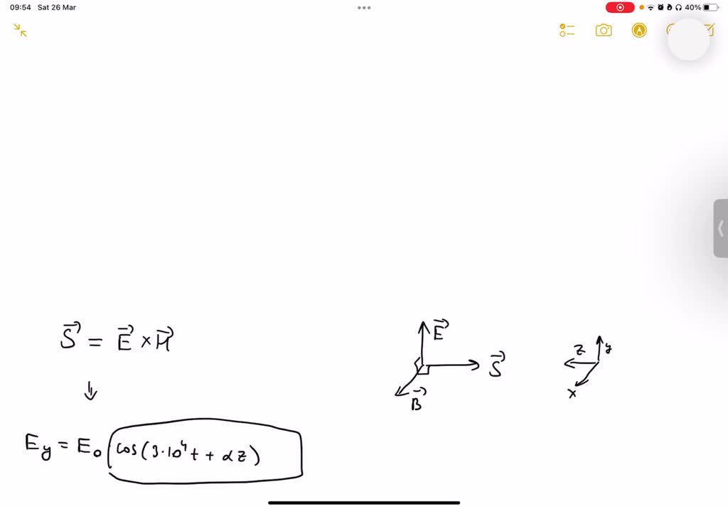 SOLVED: A uniform plane wave is propagating in free space. It is described as having a time ...