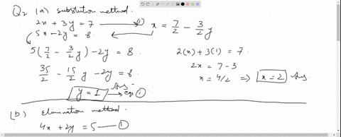 SOLVED:Solve the following pairs of simultaneous equations: (a) 2 x+3 y ...