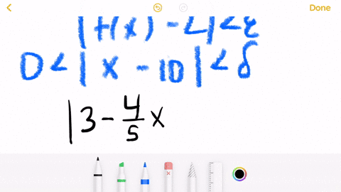 SOLVED:19-32 Prove the statement using the ε, δdefinition of a limit. limx →10(3-(4)/(5) x)=-5
