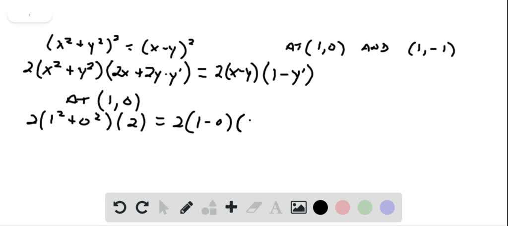 SOLVED:Find the slope of the curve at the given points. (x^2+y^2)^2=(x ...