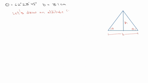 Find the altitude of the isosceles triangle shown in the figure. GRAPH CAN'T COPY. θ=62^∘ 23 ...