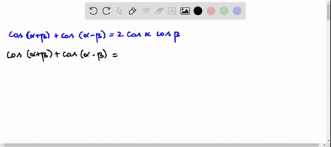 SOLVED:Verify the identity. cos(α+β)+cos(α-β)=2 cosαcosβ