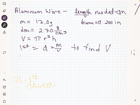 SOLVED:A laboratory experiment requires 12.0 g of aluminum wire (d= .2. ...