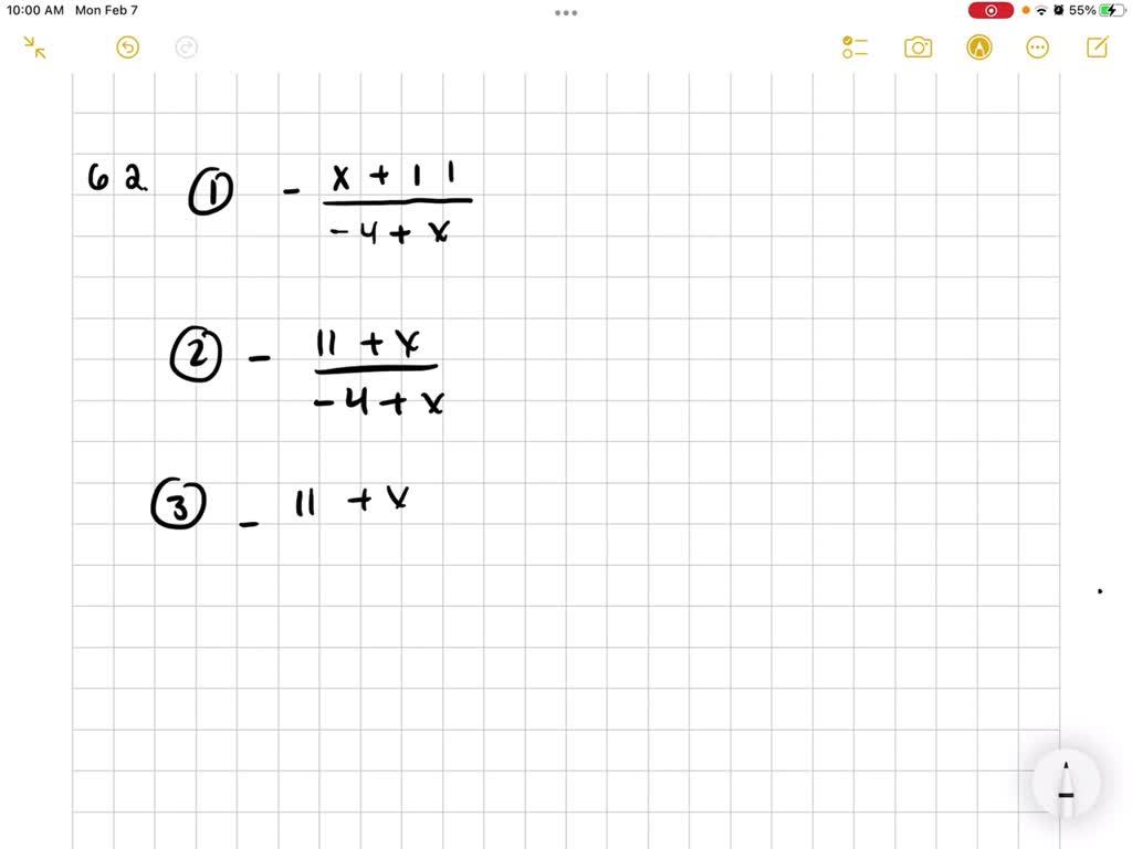 SOLVED: Then list four equivalent forms for each rational expression ...