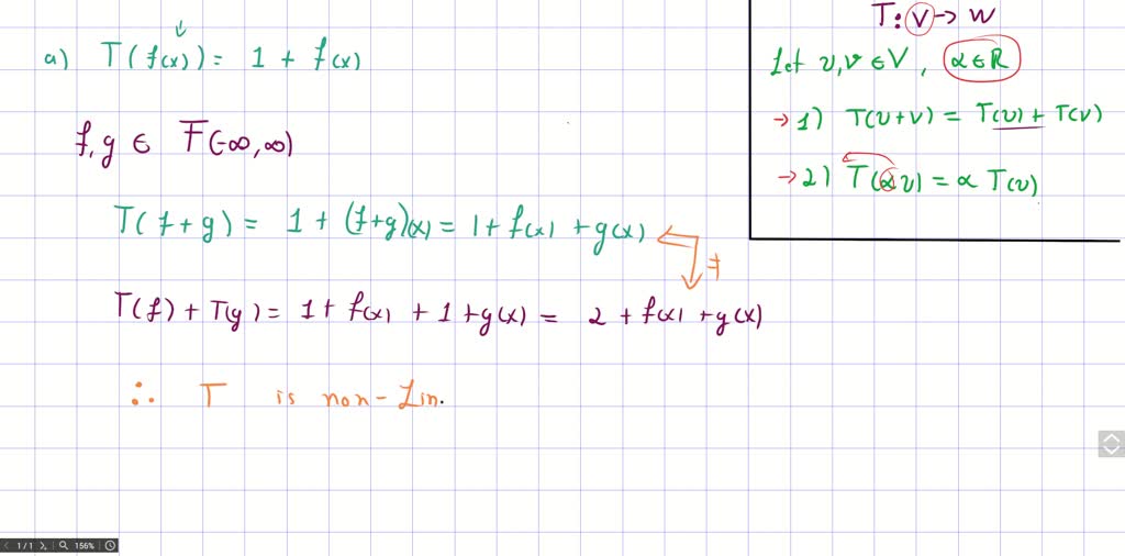 SOLVED:Determine whether the mapping T is a linear transformation, and if so, find its kernel. T ...