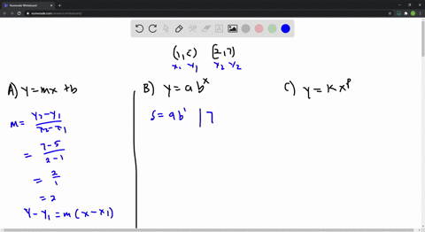 SOLVED:Given the points (1,5) and (2,7) determine the (a) linear ...