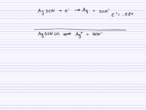 SOLVED:The standard potential for the reduction of AgSCN is 0.0895 V ...