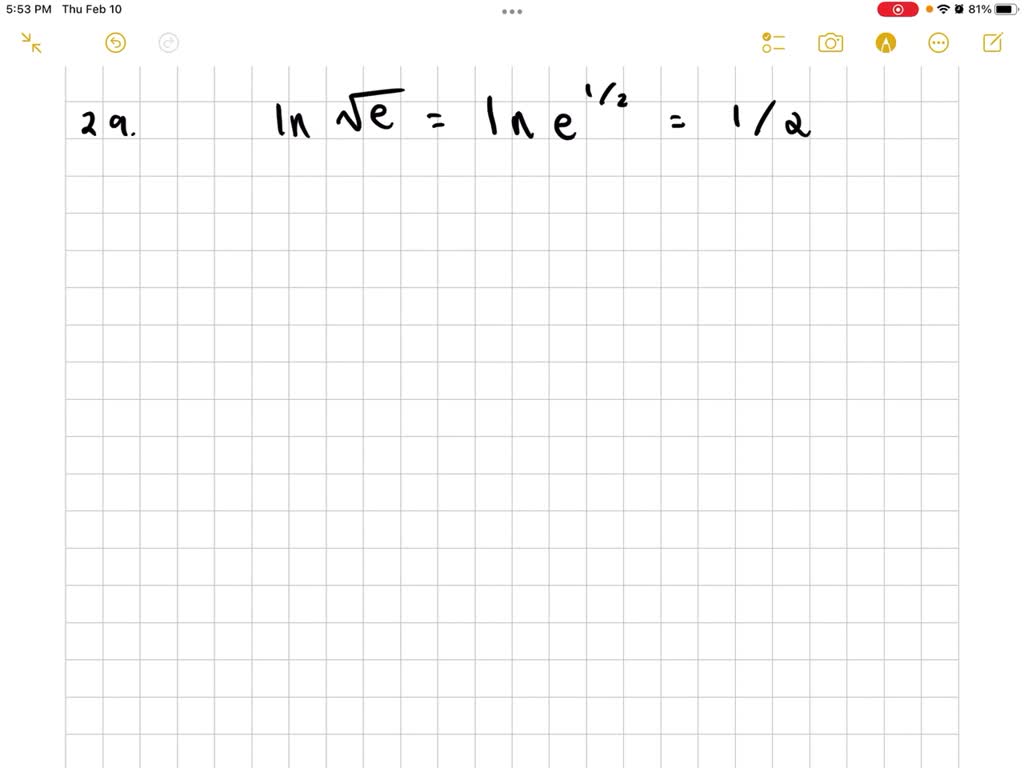 SOLVED:Find the exact value of each logarithm. ln√(e)