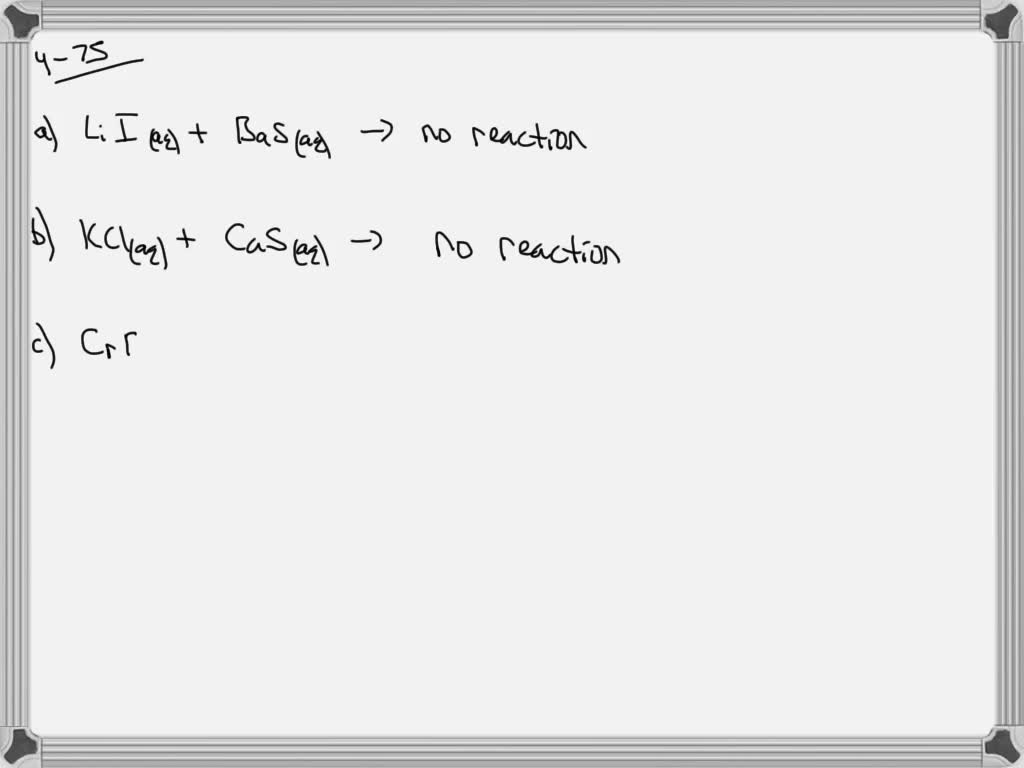 SOLVED:Complete and balance each equation. If no reaction occurs, write ...