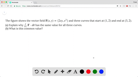 SOLVED:The figure shows the vector field F(x, y) = 2xy, x^2 and three ...
