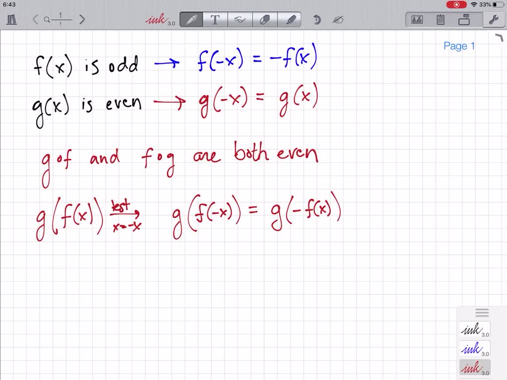 SOLVED If F Is An Odd Function And G Is An Even Function Show That The 