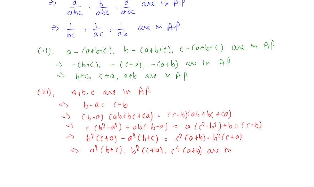 SOLVED:If a, b, c are in A.P., prove that the following are also in A.P ...