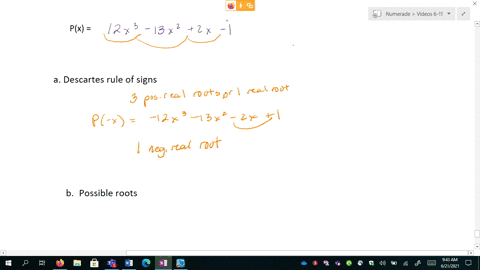 SOLVED:For each polynomial (a) use Descartes' rule of signs to ...