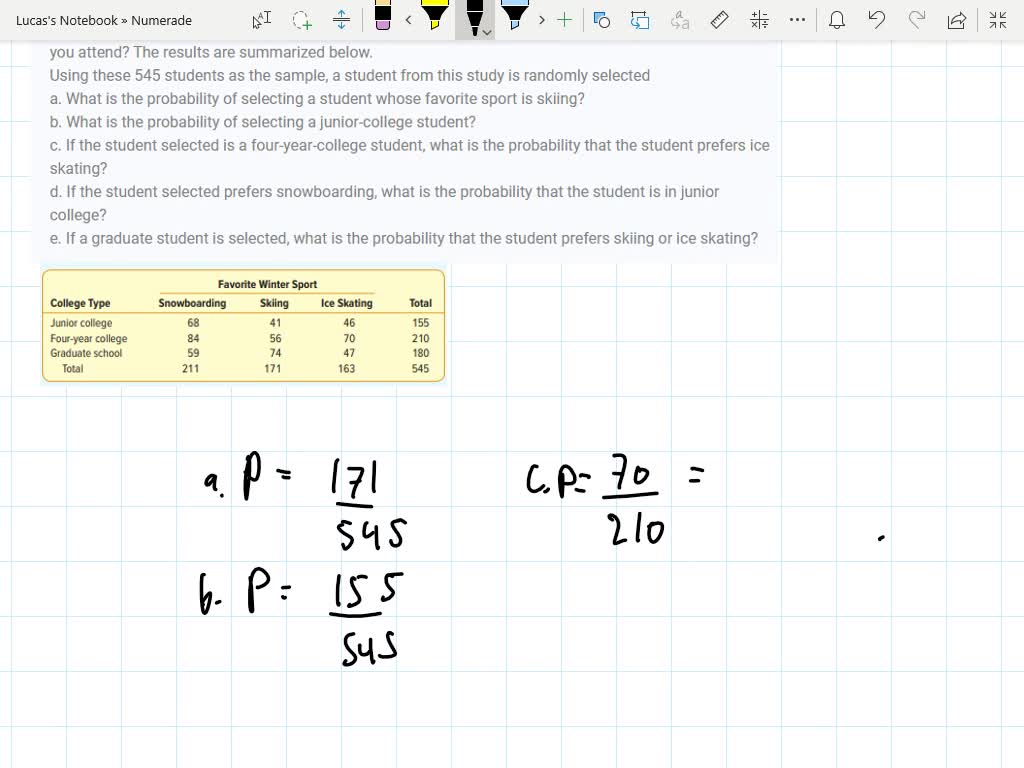 A survey of 545 college students asked: What is your favorite winter ...