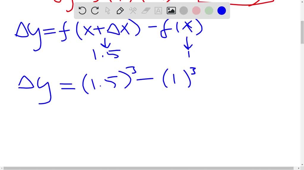 SOLVED:Compute Δy and d y for the given values of x and d x=Δx . Then ...