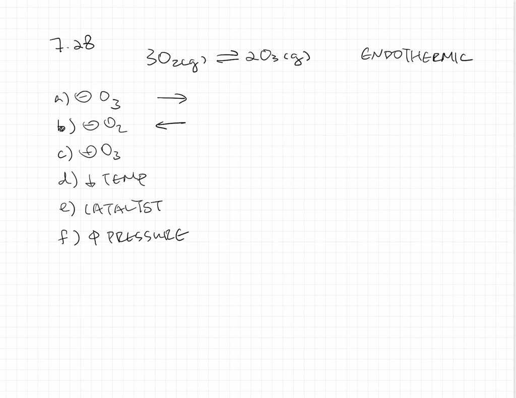 The following reaction is endothermic. 3 O2(g) ⇌2 O3(g) If the reaction ...