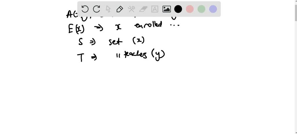 SOLVED:Let A(x, y) be the propositional function " x attended y 's office hours" and let E(x) be ...