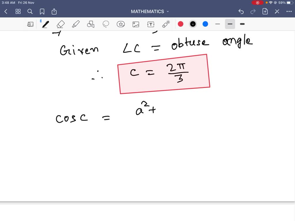SOLVED:Consider a triangle ABC and let a, b and c denote the lengths of the sides opposite to ...