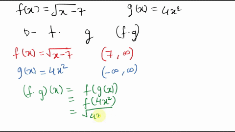 SOLVED:Determine the domains of a. f b. g, and c. f ∘g Use a graphing ...