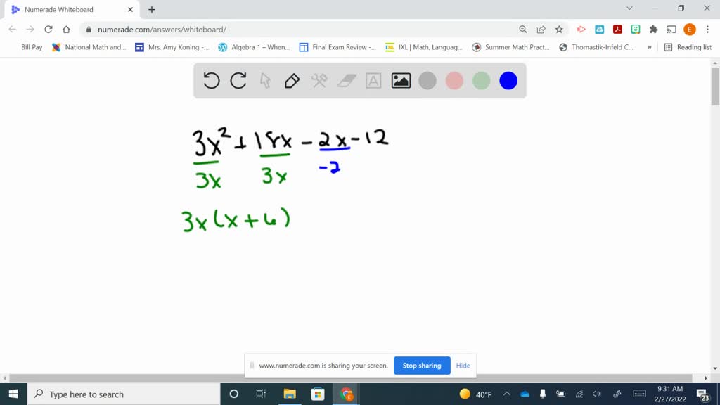 ⏩SOLVED:Factor by grouping. 3 x^2+18 x-2 x-12 | Numerade