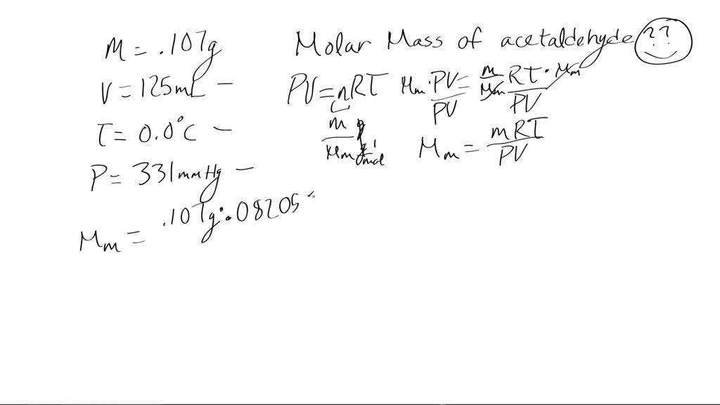 SOLVED: Acetaldehyde is a common liquid compound that vaporizes readily ...