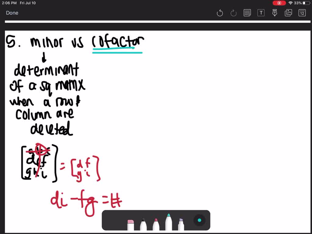 SOLVED Explain The Difference Between A Minor And A Cofactor SOLVED Explain The Difference Between A Minor And A Cofactor