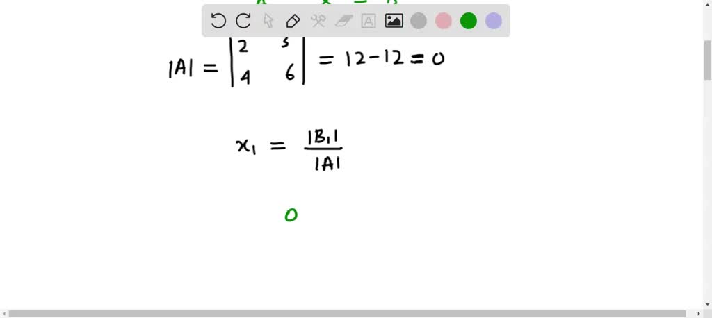 SOLVED:Cramer's Rule breaks down when det A=0. Example (a) has no ...