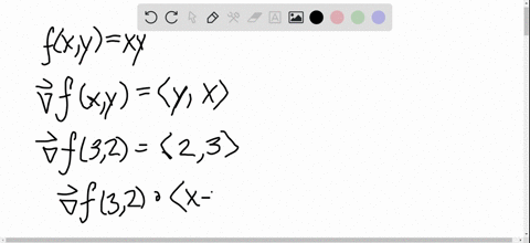 SOLVED:If f(x, y) = xy , find the gradient vector ∇f(3, 2) and use it to find the tangent line ...