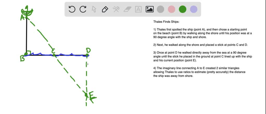 SOLVED:Thales is said to have invented a method of finding distances of ...
