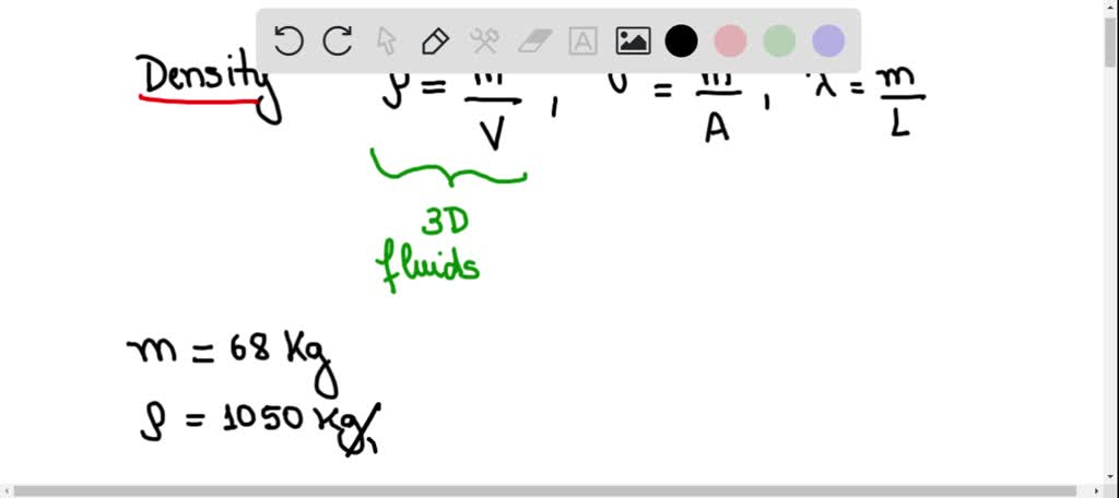 SOLVED: A 68 kg college student's body has a typical density of 1050 kg ...