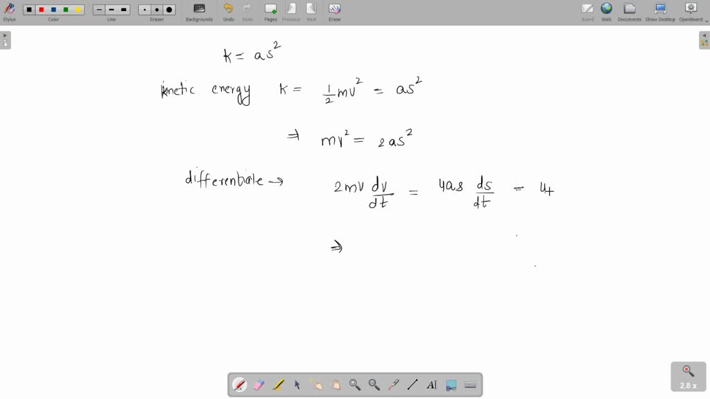SOLVED:The kinetic energy k of a particle moving along a circle of ...