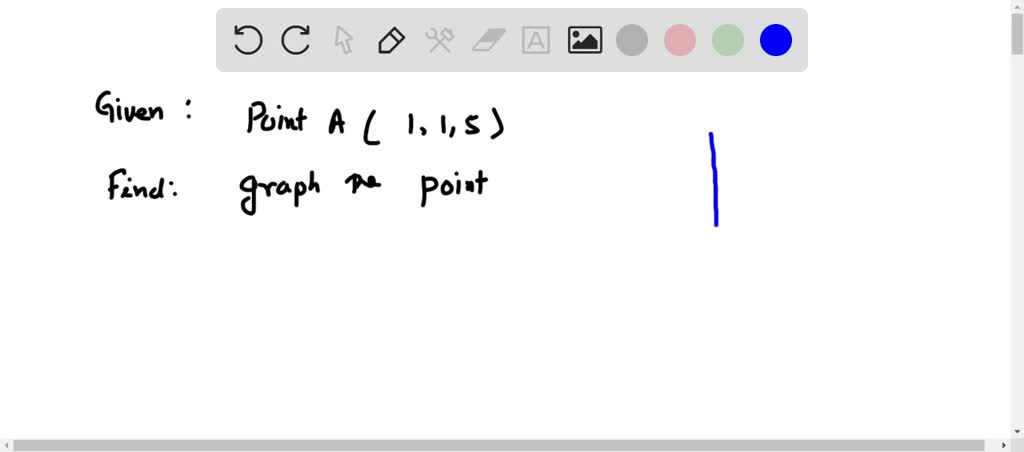 In Problems 1-6, graph the given point. Use the same coordinate axes. (1,1,5) | Numerade