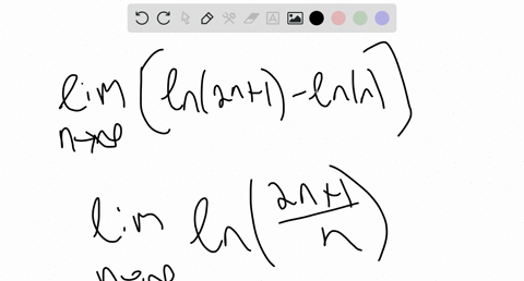 SOLVED: Evaluate each limit. limn →∞[ln(2 n+1)-ln(n)] | Numerade