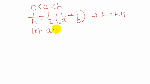 SOLVED:Show that the harmonic mean between two numbers a and b is given ...