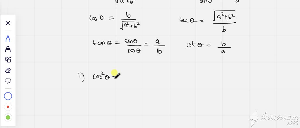 Explain how to use the figure to derive the Pythagorean identities sin^2 θ+cos^2 θ=1 1+tan^2 θ ...