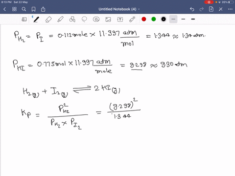 SOLVED:An equilibrium mixture of H2, I2, and HI at 458 ^∘ C contains 0. ...