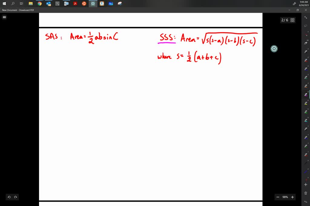SOLVED:Heron's Formula is used to find the area of SSS triangles.