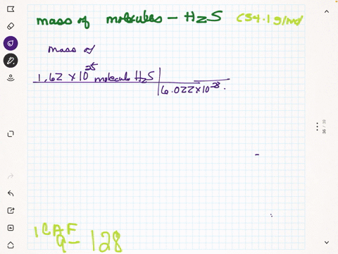 Determine the mass of 781018 h2s molecules
