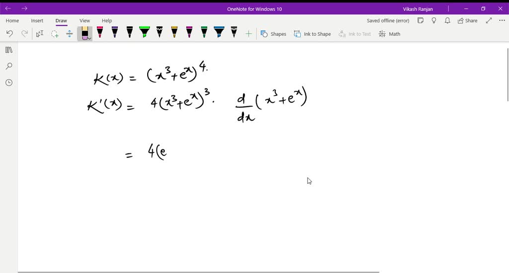Find the derivatives. Assume that a, b, and c are constants. k(x)=(x^3+e^x)^4 | Numerade