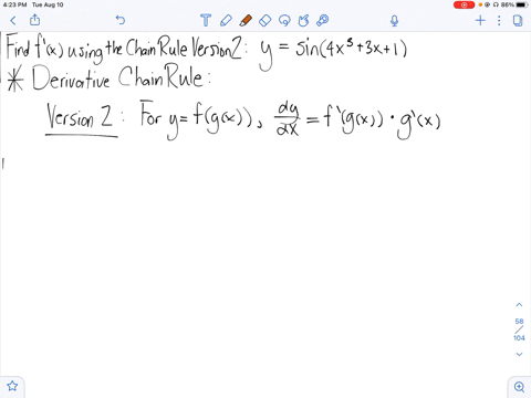 VIDEO solution:Use Version 2 of the Chain Rule to calculate the derivatives of the following ...