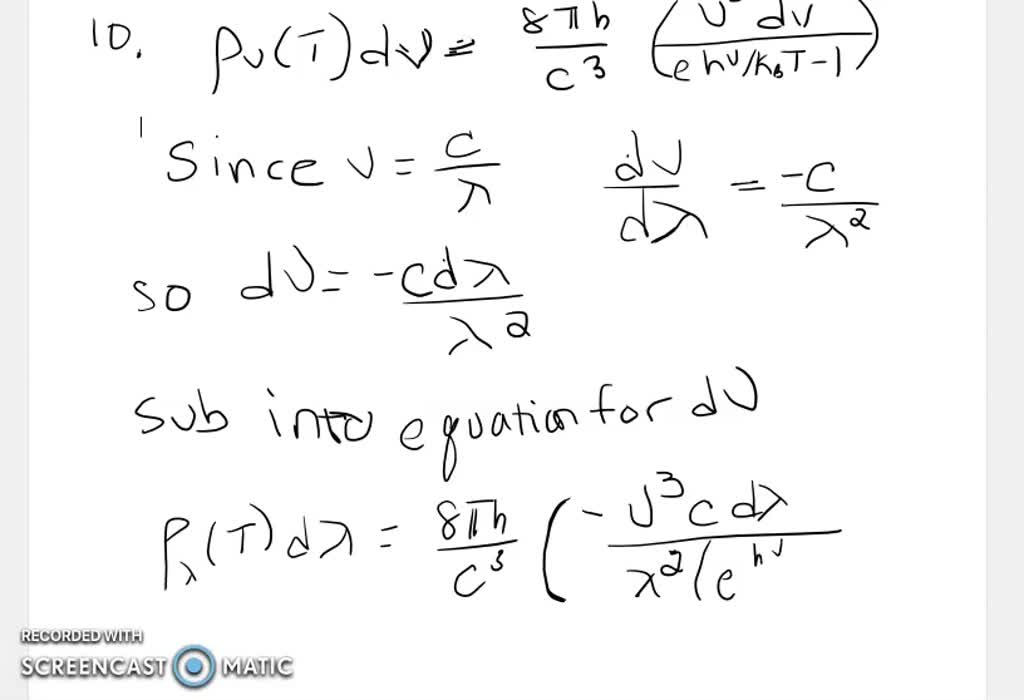 SOLVED:Express the Planck distribution law in terms of λ(and d λ) by ...