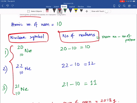 SOLVED:Neon consists primarily of two isotopes, with mass numbers 20 ...