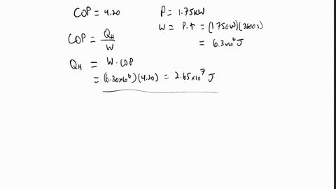 ⏩SOLVED:A heat pump has a coefficient of performance equal to 4.20 ...