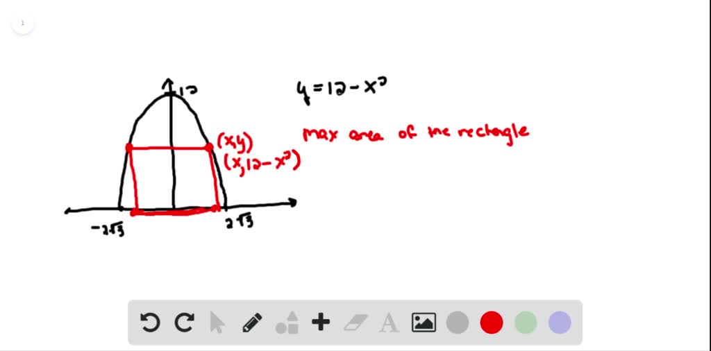 SOLVED:A rectangle has its base on the x -axis and its upper two vertices on the parabola y=12-x ...