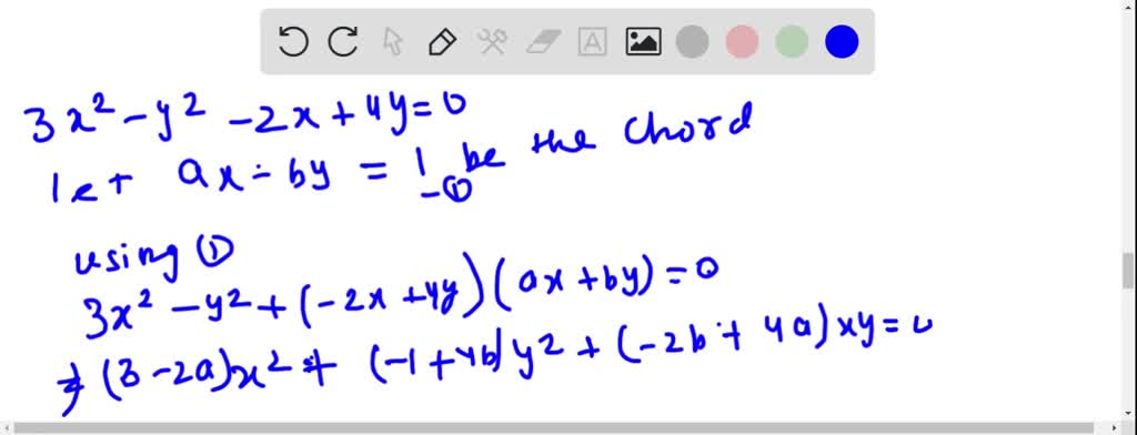 SOLVED:All the chords of the hyperbola 3 x^{2}-y^{2}-2 x+4 y=0 ...